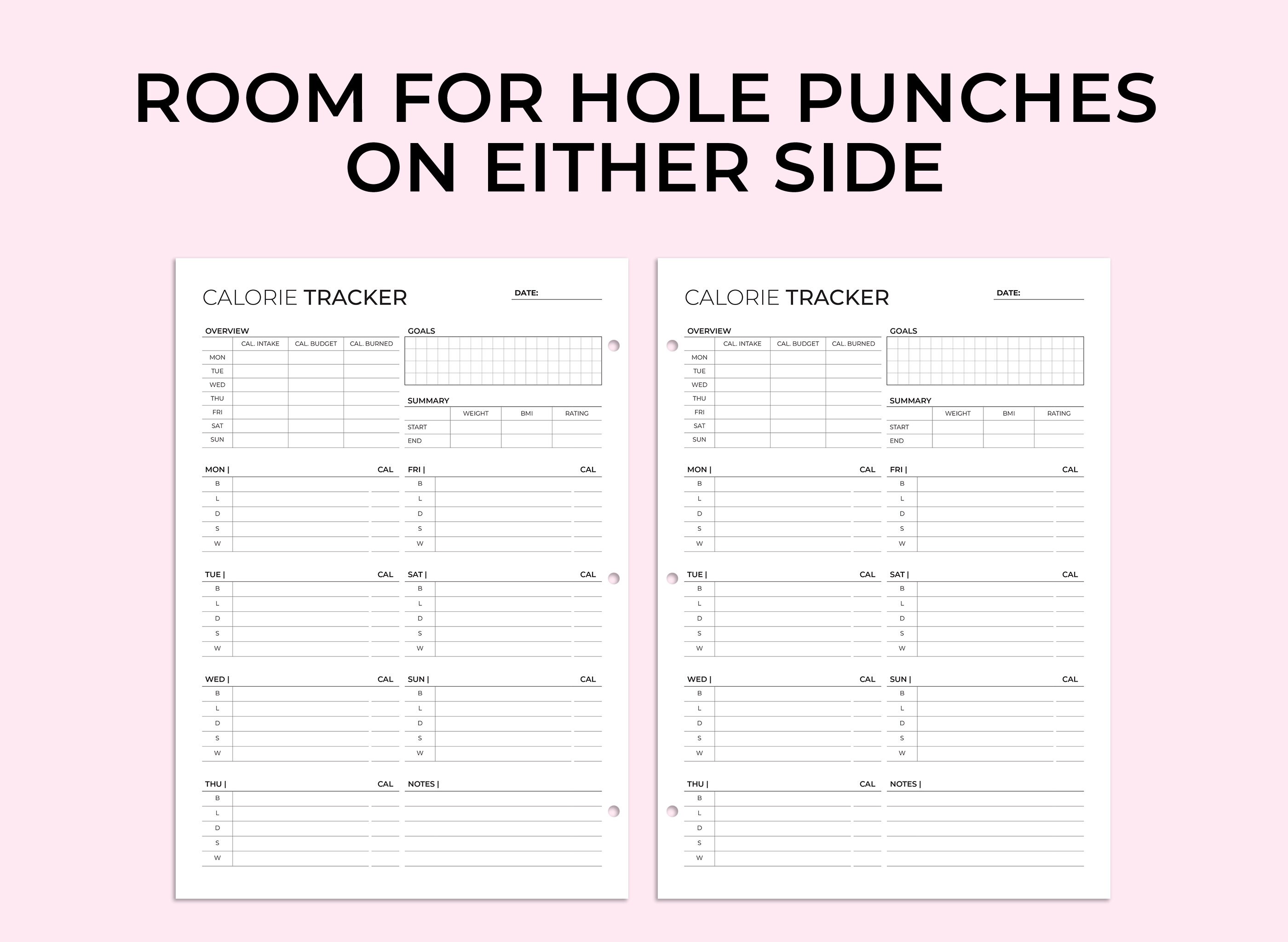 Weekly Calorie Tracker, Printable + Fillable, iPad Optimized, Protein ...