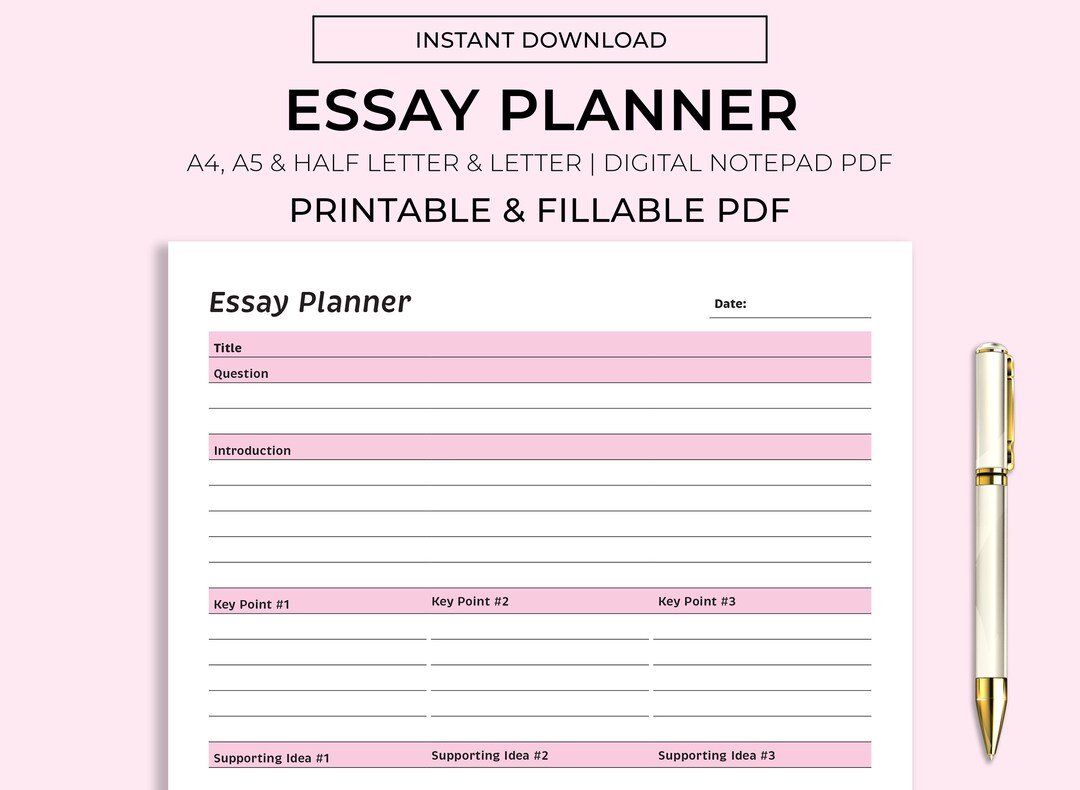 Essay Planner, Student Planner, Student Printable, Desk Planner, School ...