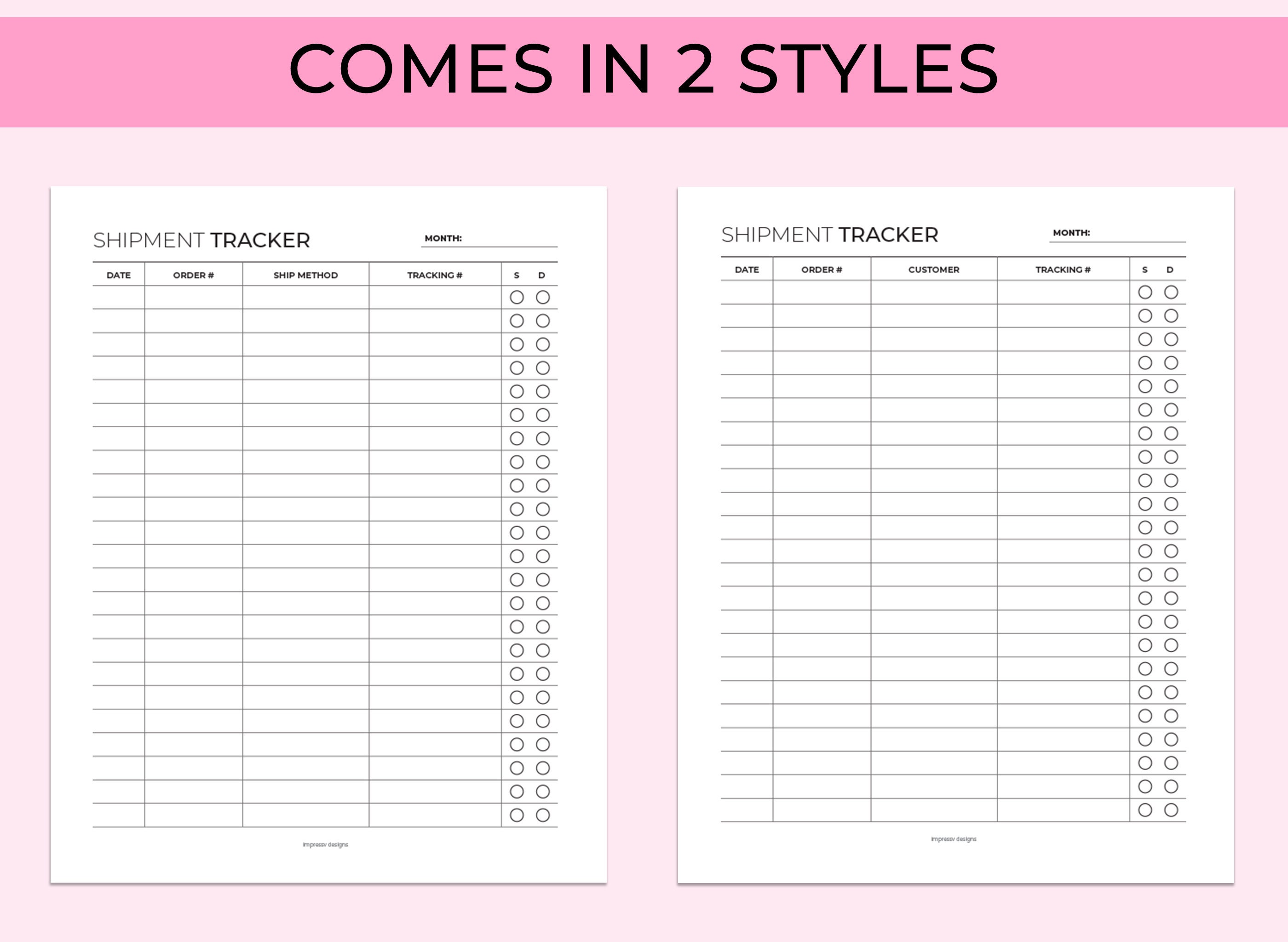 Printable Shipping Tracker, Shipping Log, Shipping Planner, Shipment ...