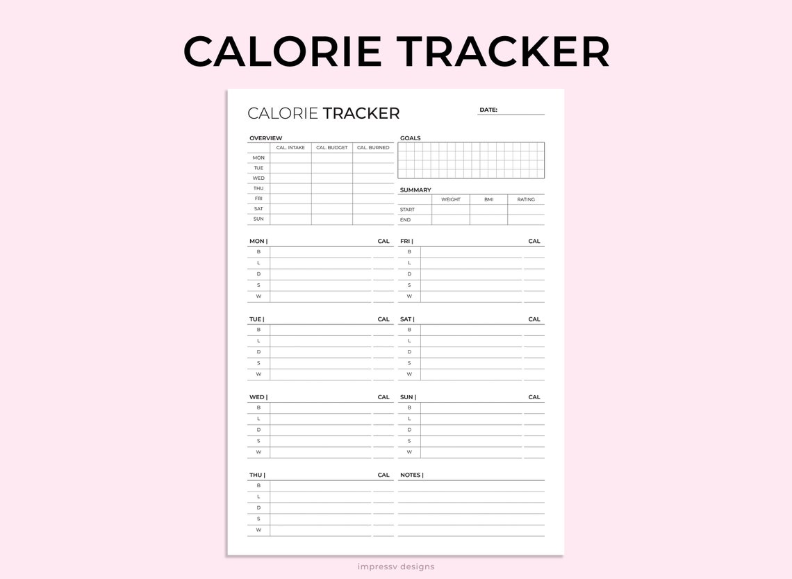 Weekly Calorie Tracker, Printable + Fillable, iPad Optimized, Protein ...