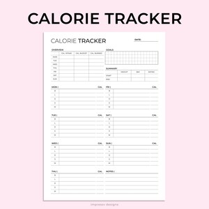 Weekly Calorie Tracker, Printable + Fillable, iPad Optimized, Protein ...
