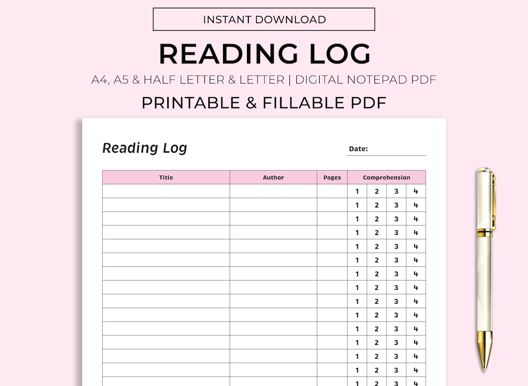Reading Log List Tracker, Student Planner, Student Printable, Desk ...