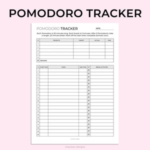 Editable Pomodoro Planner, Pomodoro Timer, Productivity Planner ...