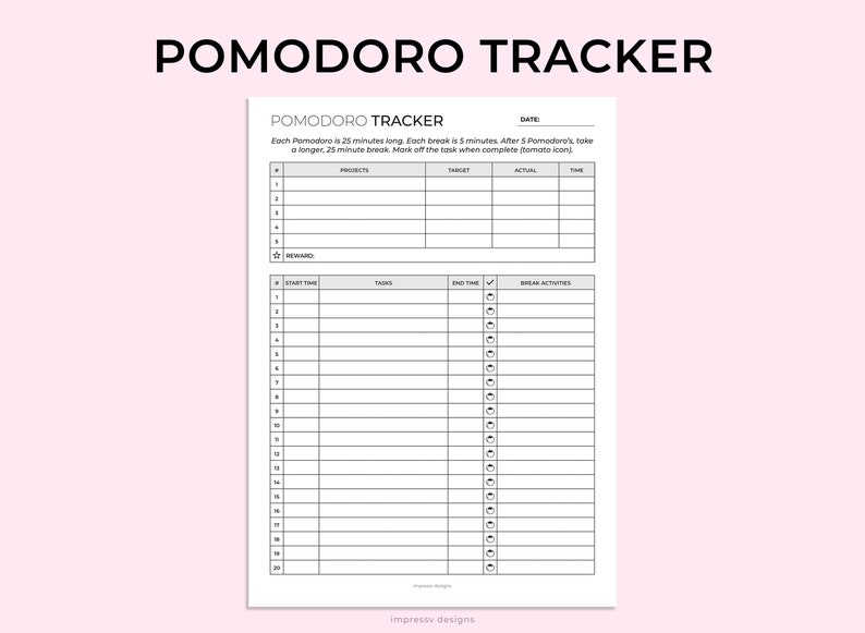 Editable Pomodoro Planner, Pomodoro Timer, Productivity Planner ...