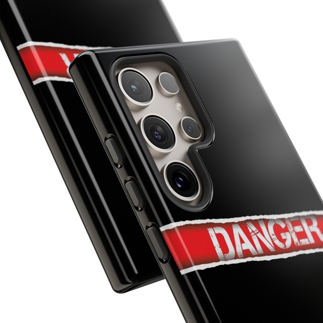 Danger Zone Black Smartphone Case With Red Diagonal Stripes Rugged and ...