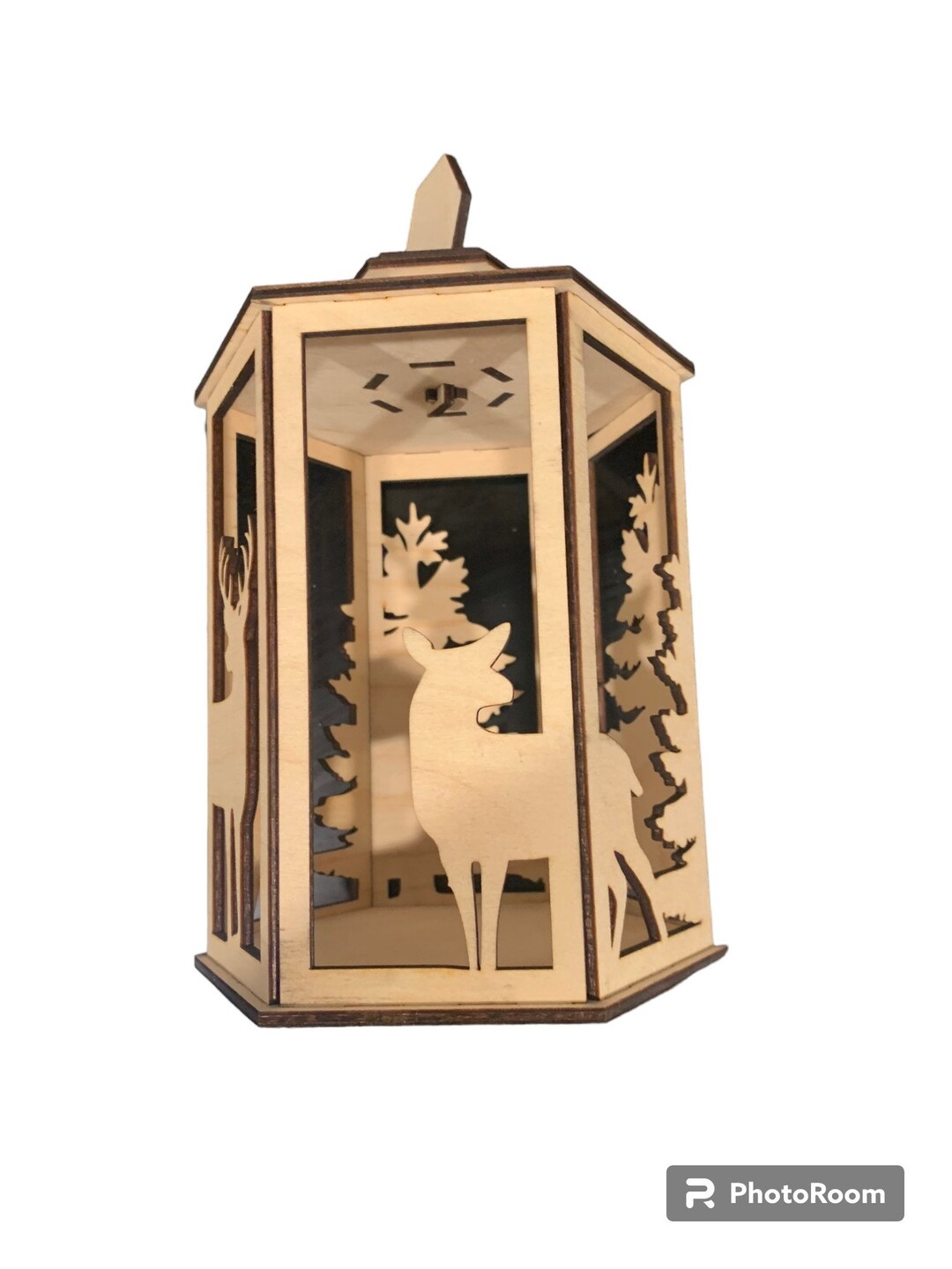 Birch Ply Christmas Tea Lantern - 6-sided Holiday Decor With Door ...