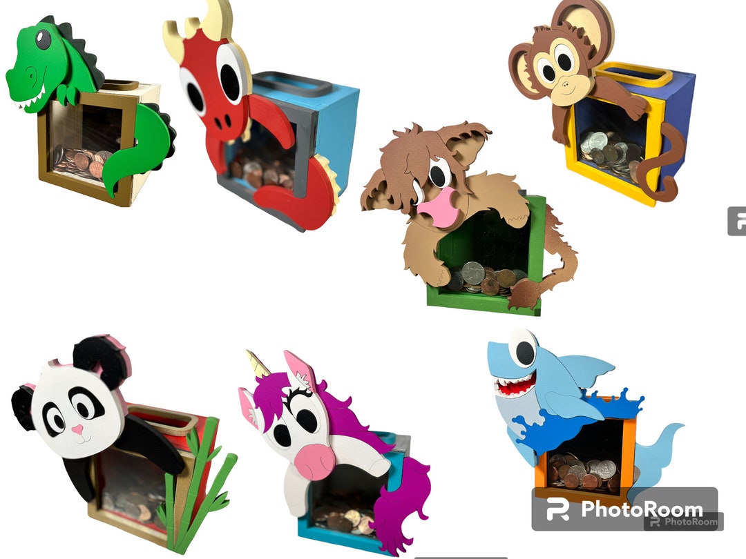 Animal-themed Kids Savings Bank Hand-painted Bamboo Piggy Bank Cute ...