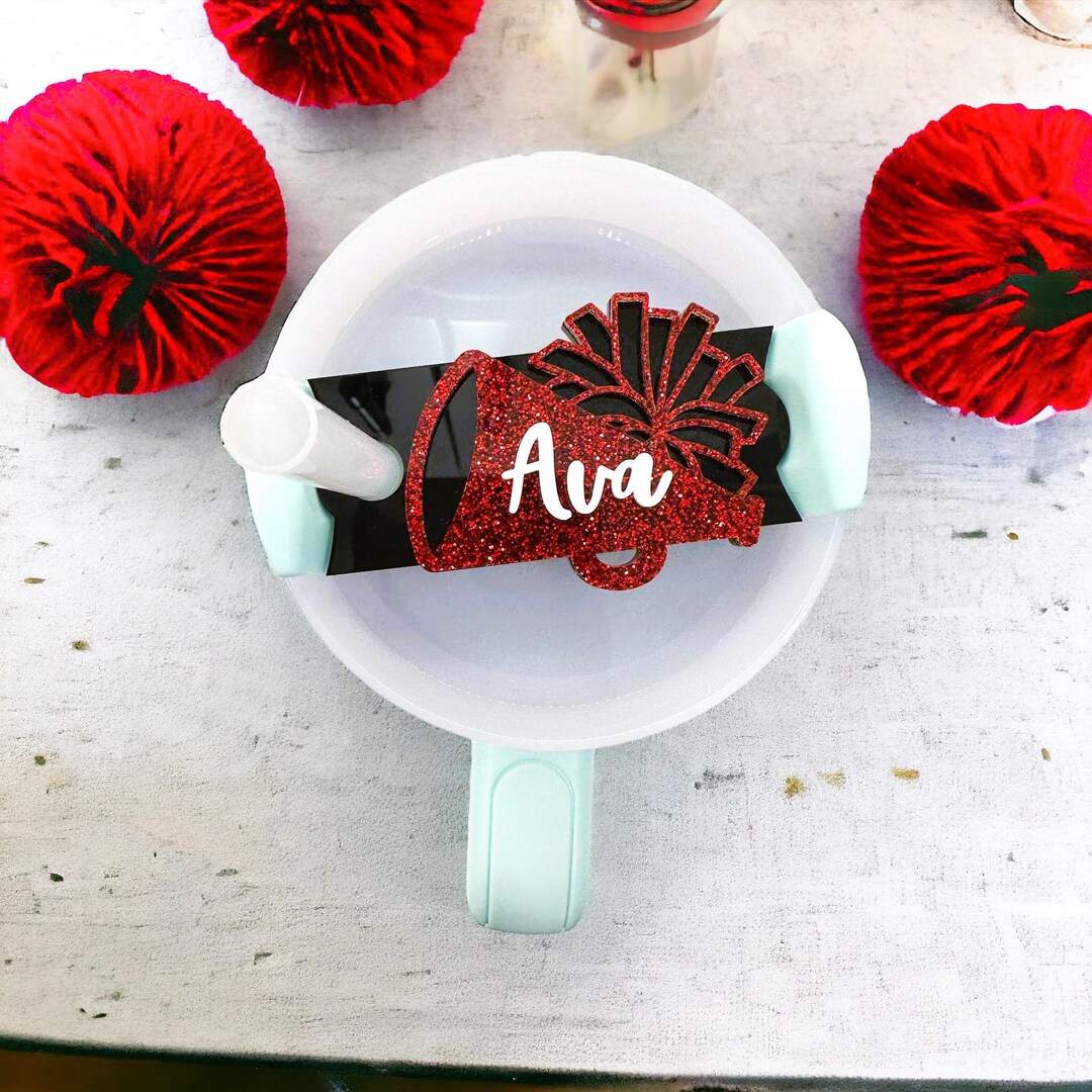 Personalized Cheerleader Stanley Topper - Tumbler Tag, Megaphone Design ...