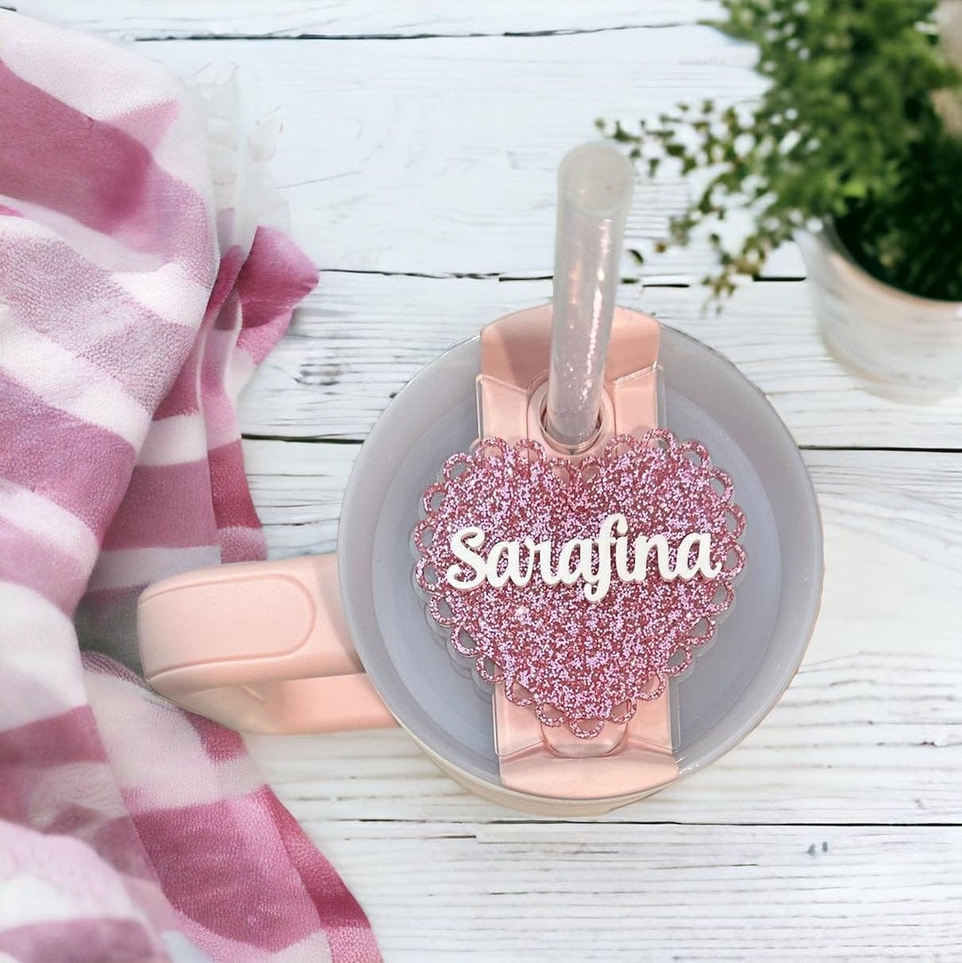 Personalized Stanley Heart Topper - Acrylic Tumbler Tag - Etsy