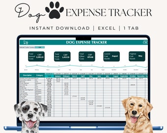 Ultimate Dog Expense Tracker Excel Pet Budget Planner Spending Log Vet ...