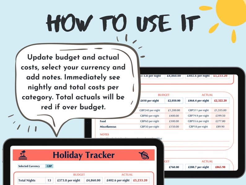 Excel Holiday Expense Tracker Budget Planner PTO Leave Travel Cost ...