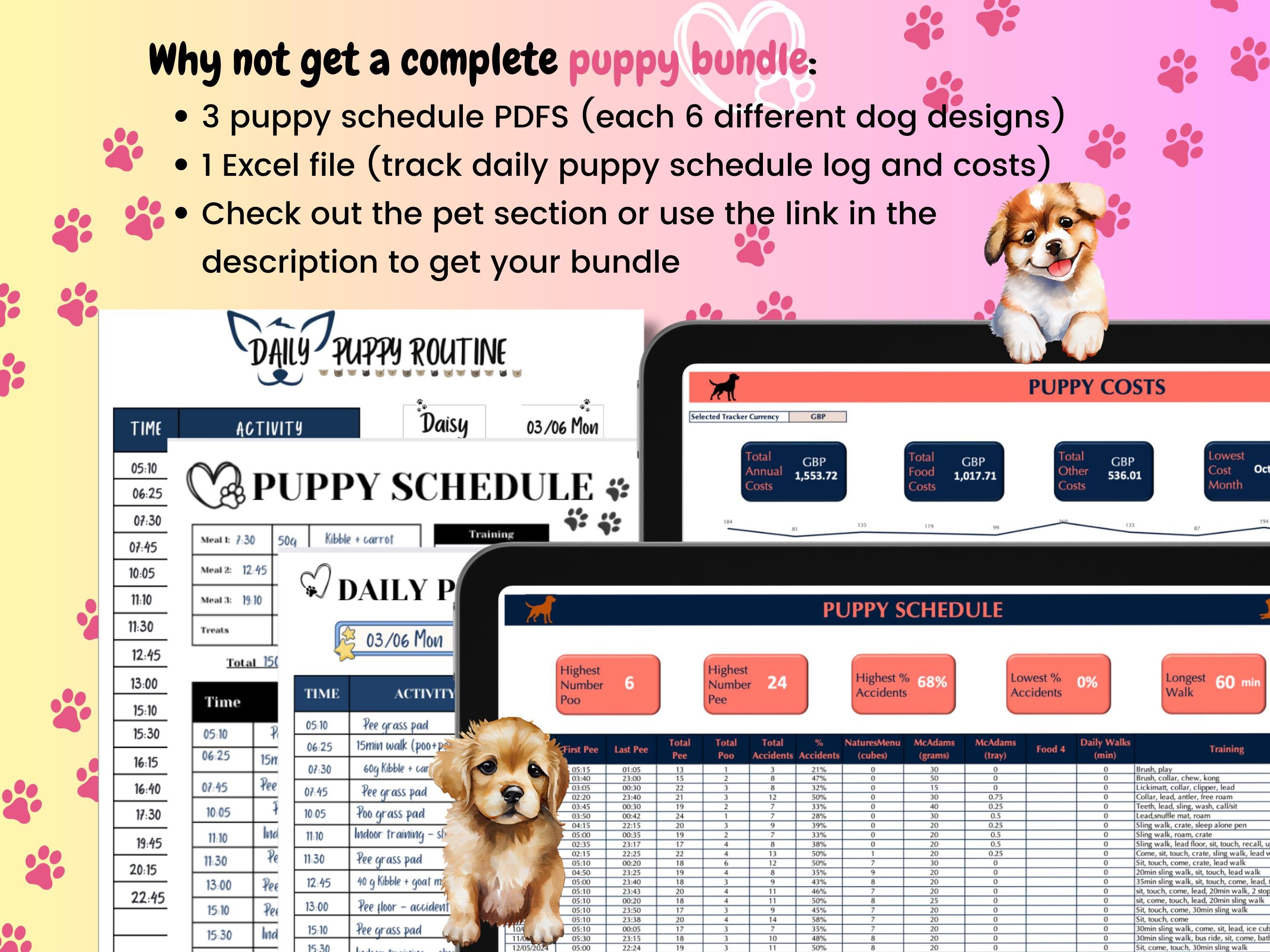 Ultimate PDF Printable Puppy Schedule Daily Meal Training Potty Tracker ...