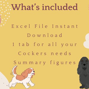Cocker Spaniel Excel Dog Expense Tracker DIY Dog Budget Planner Cost ...