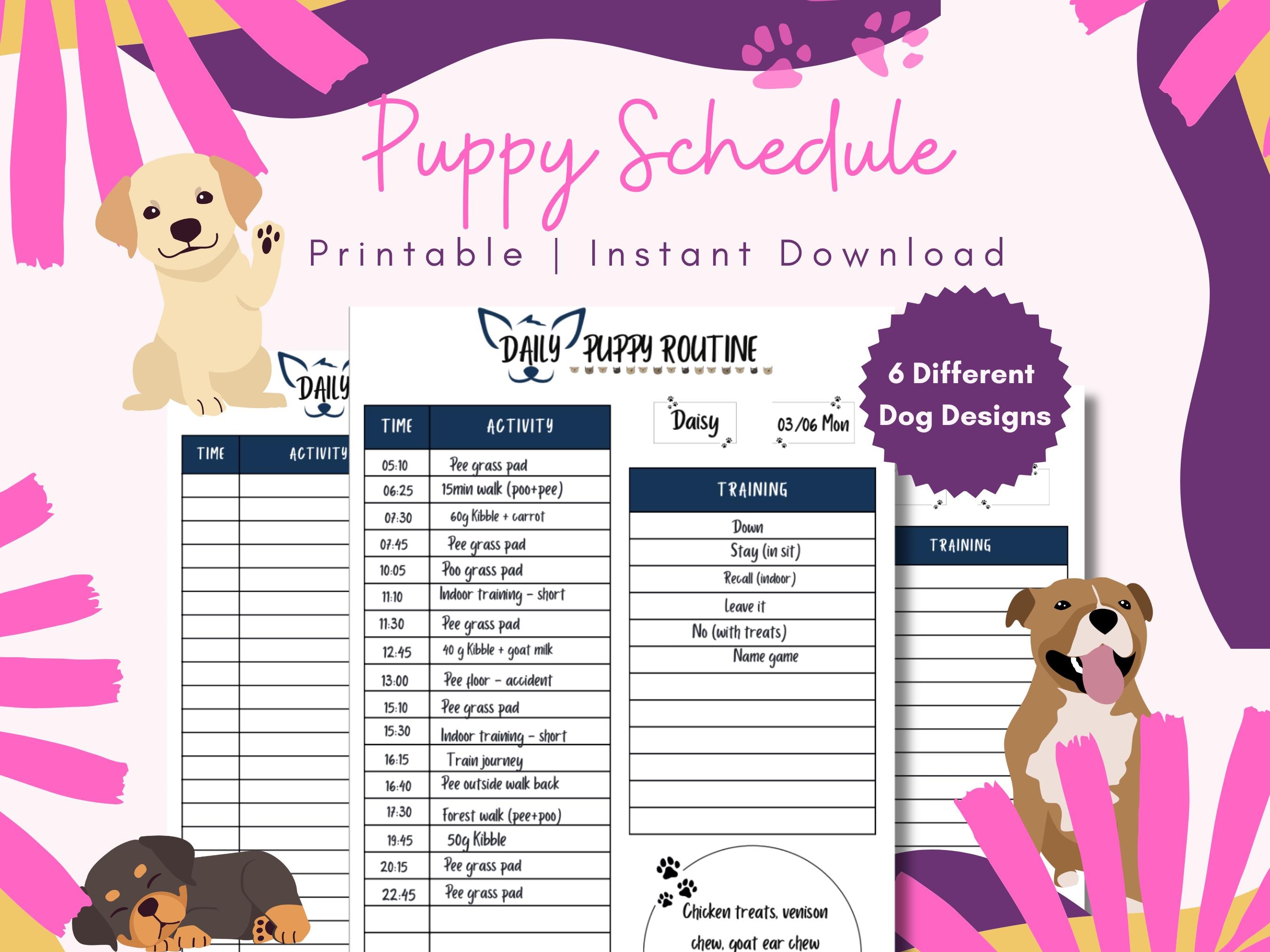 Ultimate PDF Printable Puppy Schedule Daily Meal Training Potty Tracker ...