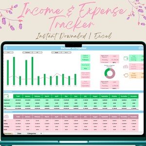 Excel Income and Expense Tracker Annual Comprehensive Planner Finance ...
