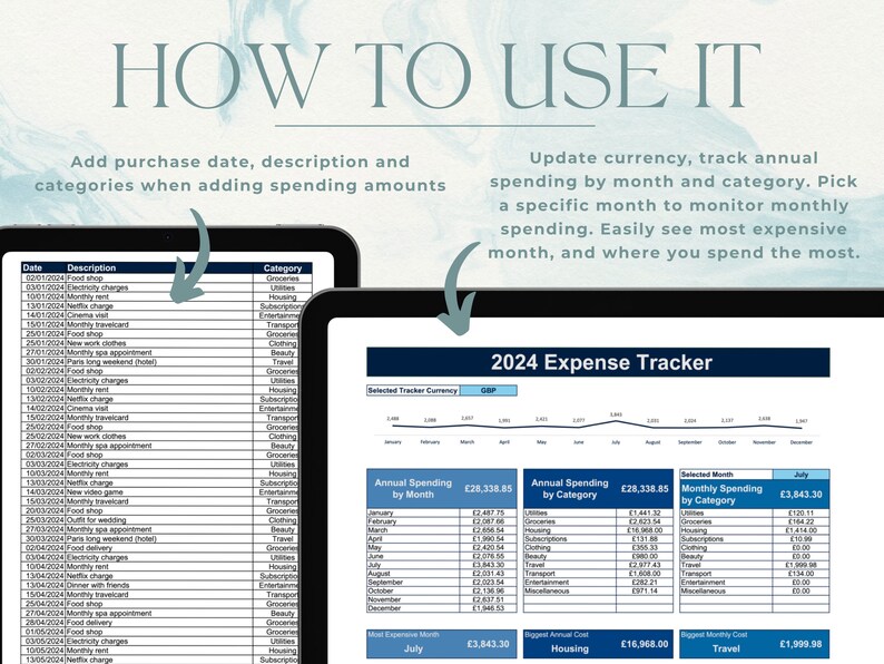 Expense Excel Tracker Simple Personal Finance Cost Budgeting Easy Annual Tracking Basic Expense ...