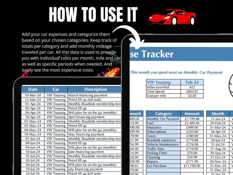 Car Expense Tracker Manage Vehicle Costs Effortlessly Budget Tracker ...