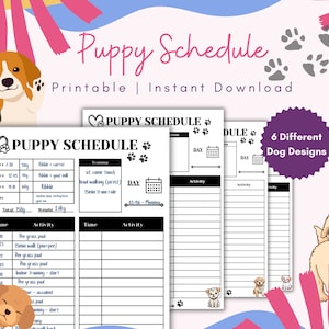 PDF Printable Puppy Schedule Dog Daily Meal Training Potty Tracker ...