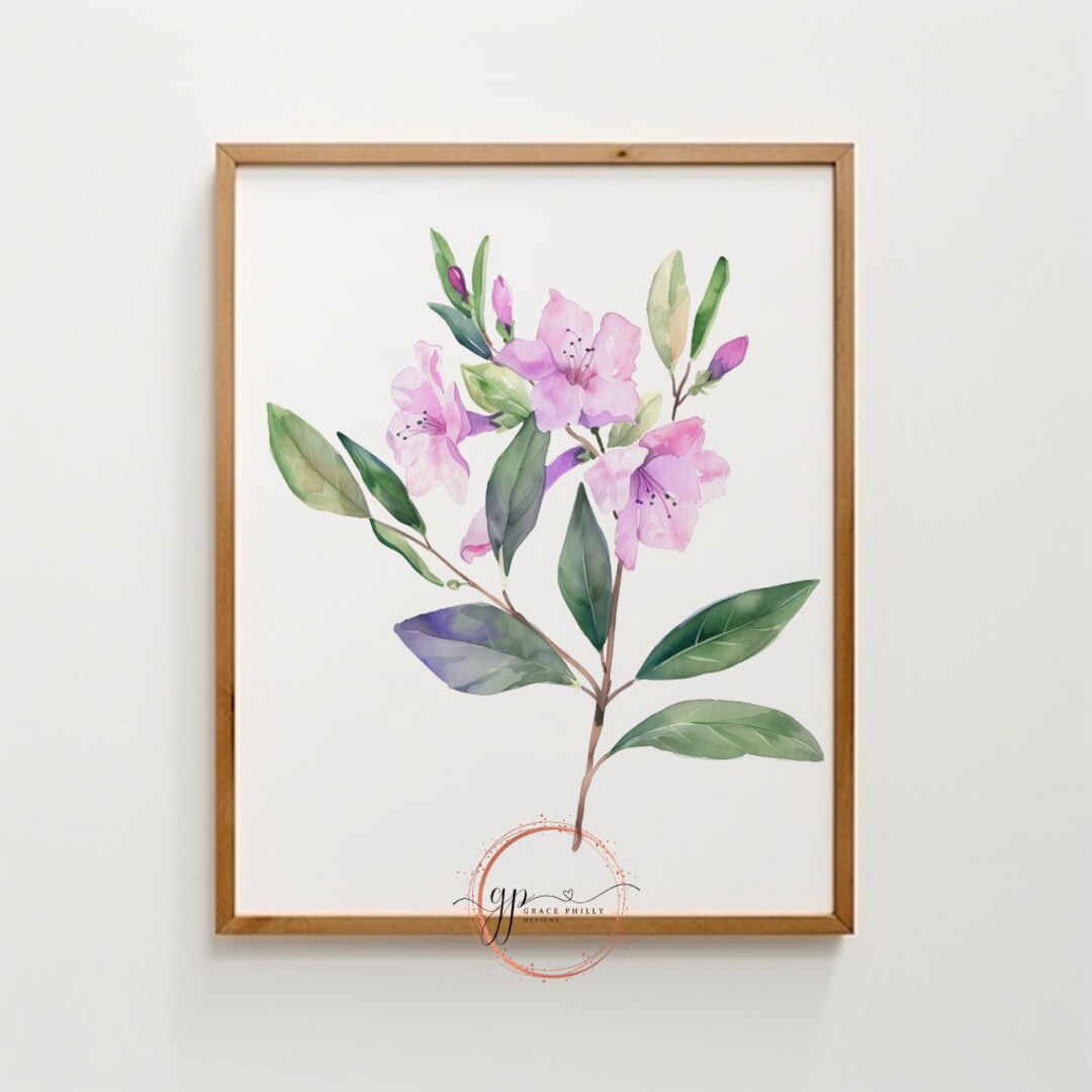 Myrtle Flower Watercolor Art, Wall Art, Plant Print, Poster Print ...