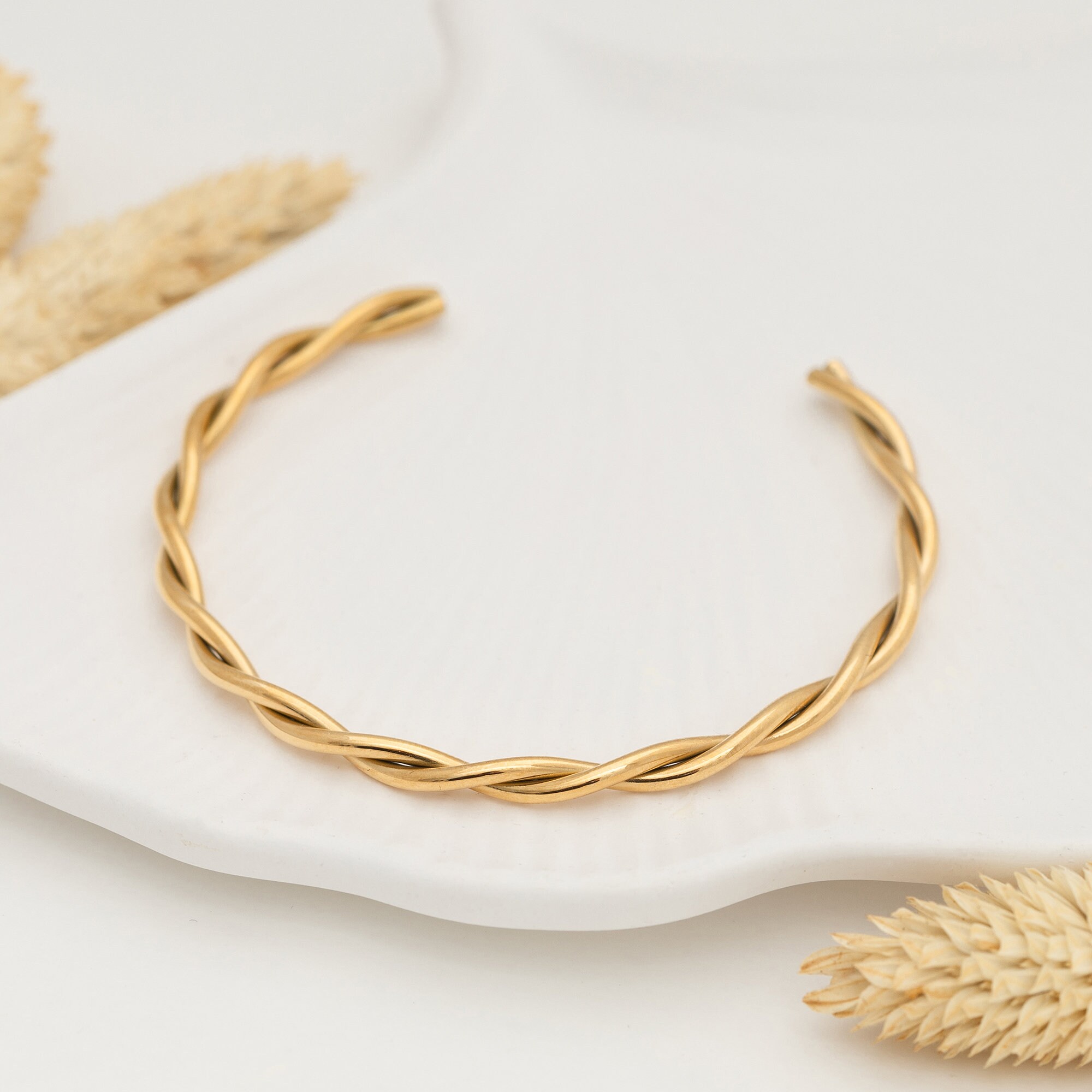 Woven Cuff Bracelet Braided Cuff Bracelet 18K Gold Plated Bracelet Gift ...