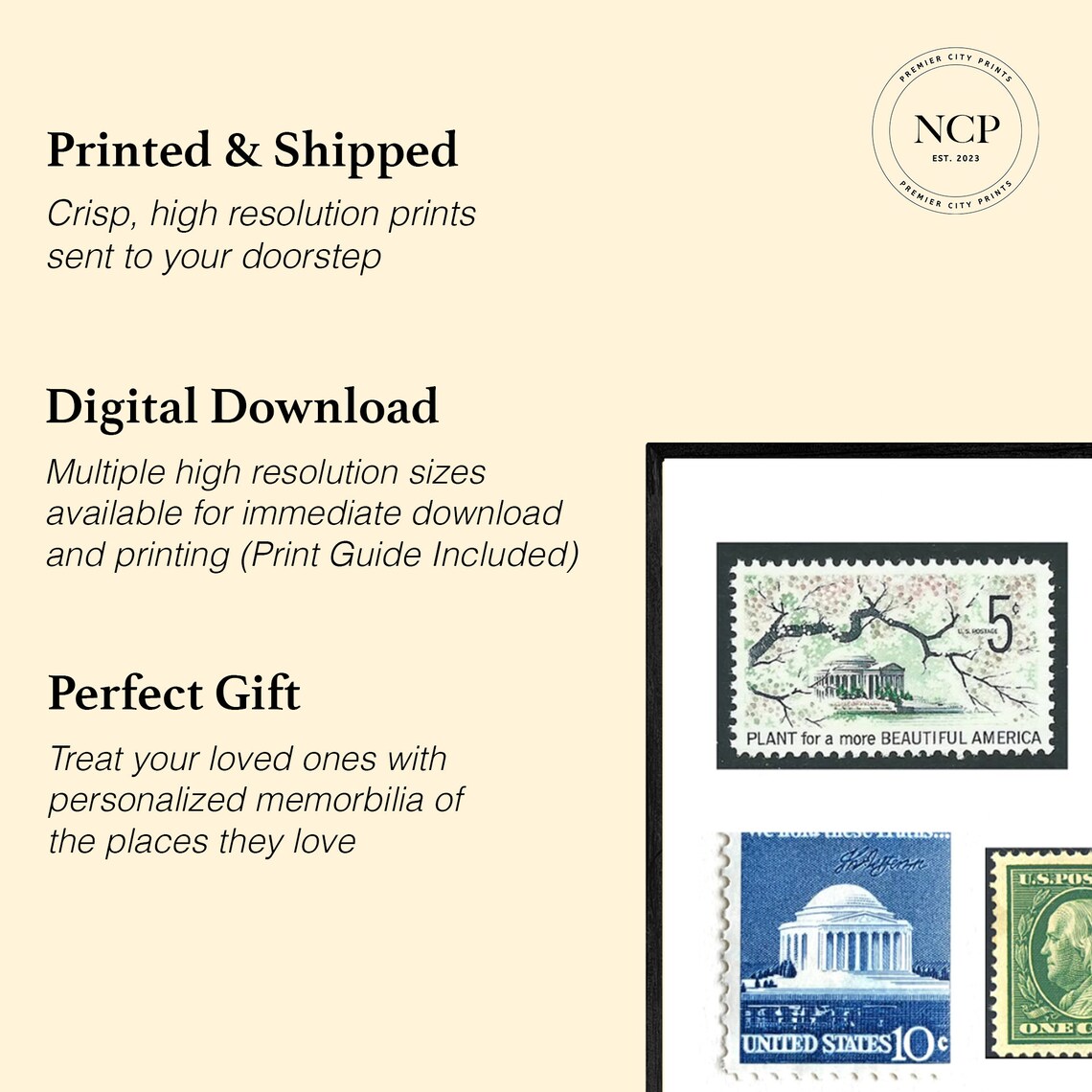 Washington DC Vintage Stamp Poster - Etsy