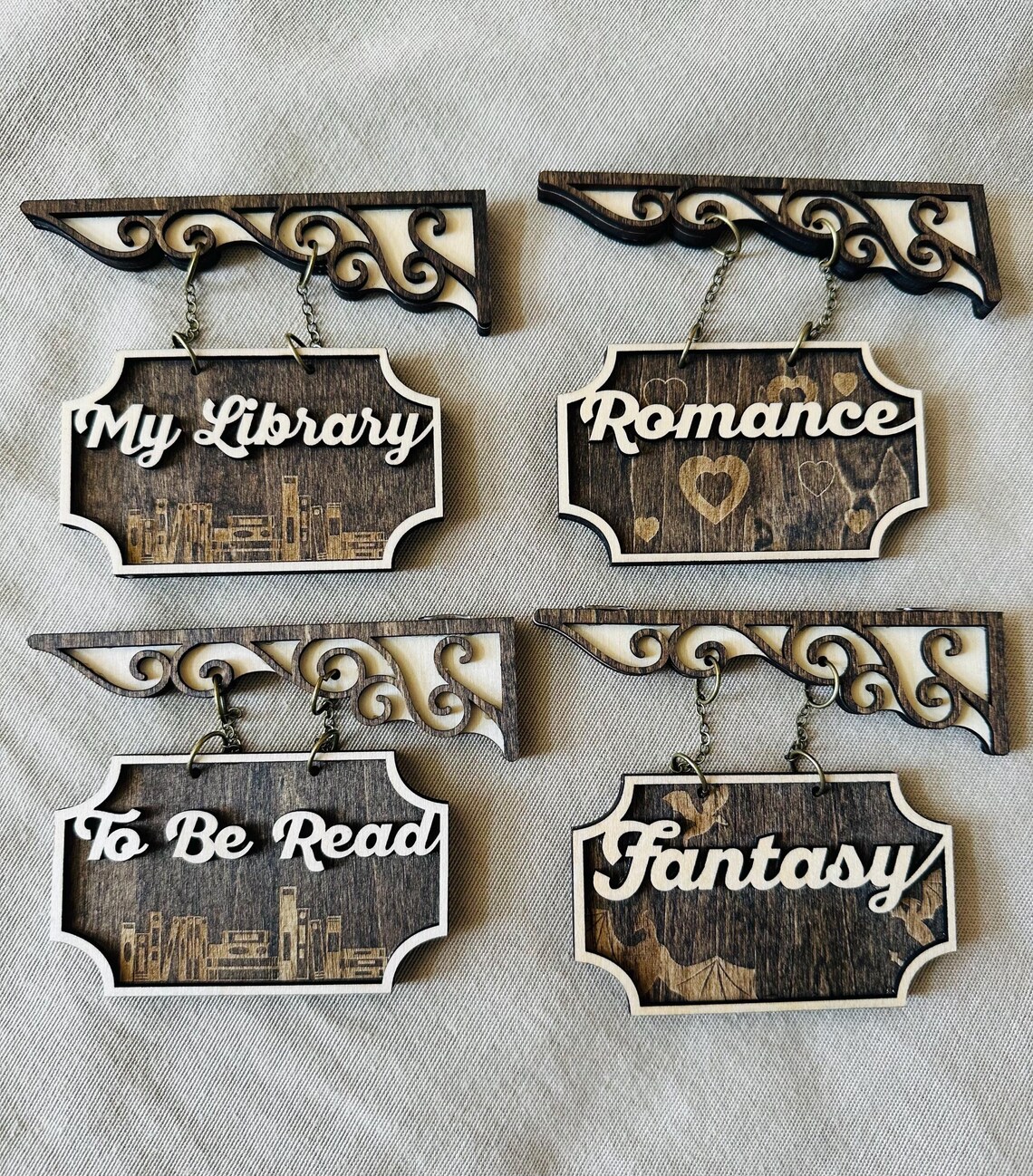 Book Genre Signs | Hanging Library Signs - Etsy