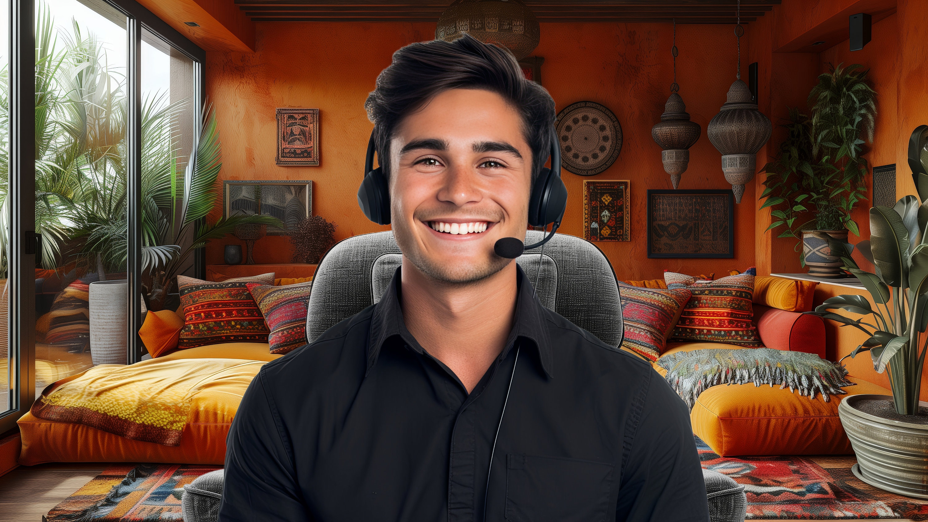 Cozy Living Room Zoom Background With Chair Google Meets Therapy Remote ...