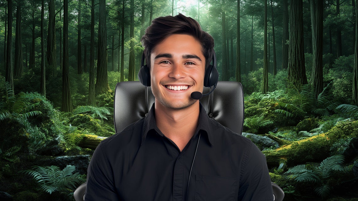 Nature Zoom Background With Chair Forest Zoom Background Outdoor Zoom ...