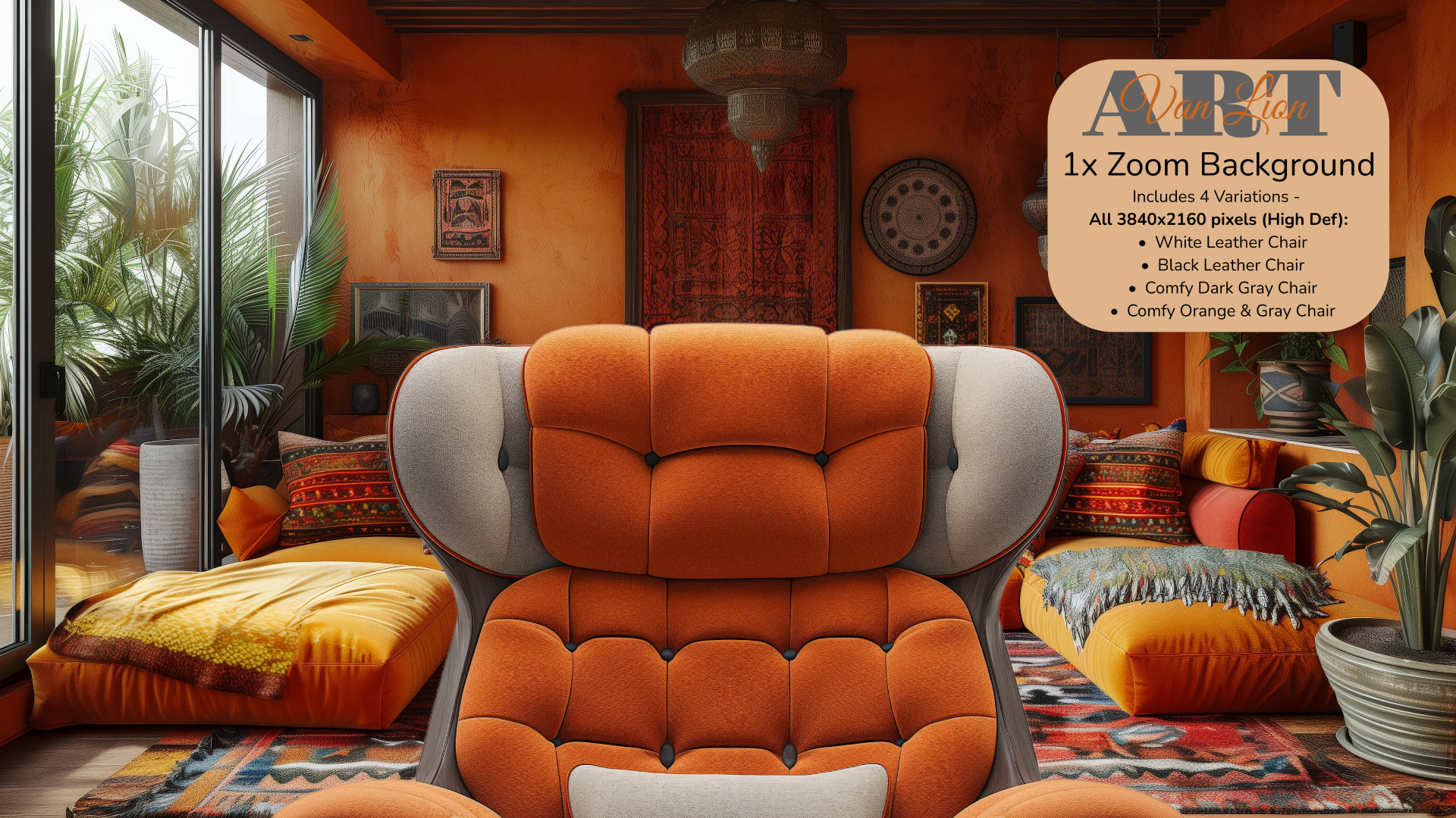 Cozy Living Room Zoom Background With Chair Google Meets Therapy Remote ...