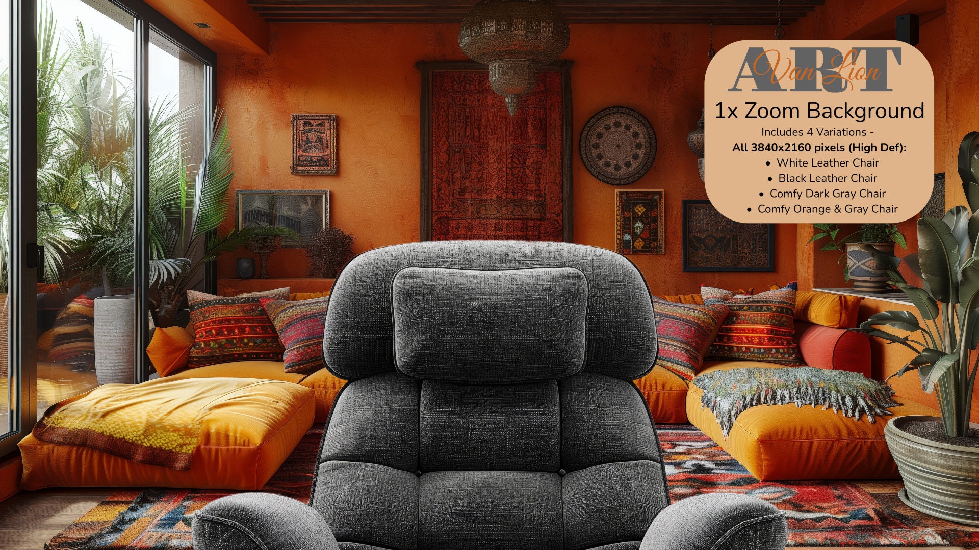 Cozy Living Room Zoom Background With Chair Google Meets Therapy Remote ...