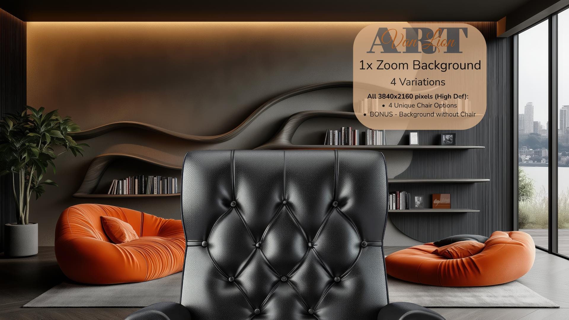 Luxury Background Executive Floating Bookshelf Zoom Background ...