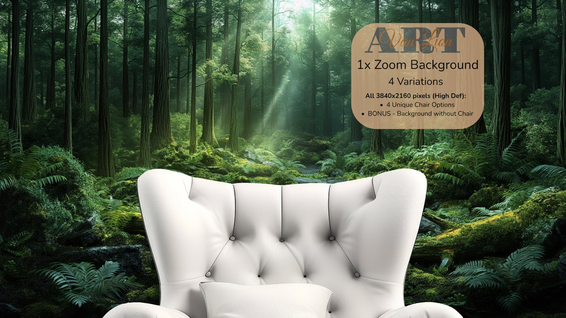 Nature Zoom Background With Chair Forest Zoom Background Outdoor Zoom ...