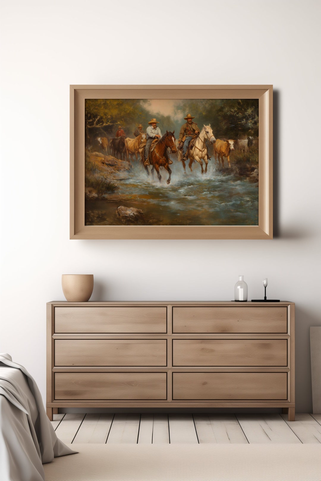 Riverfront Trails Ranchers Painting Cowboy Oil Painting Western Wall ...