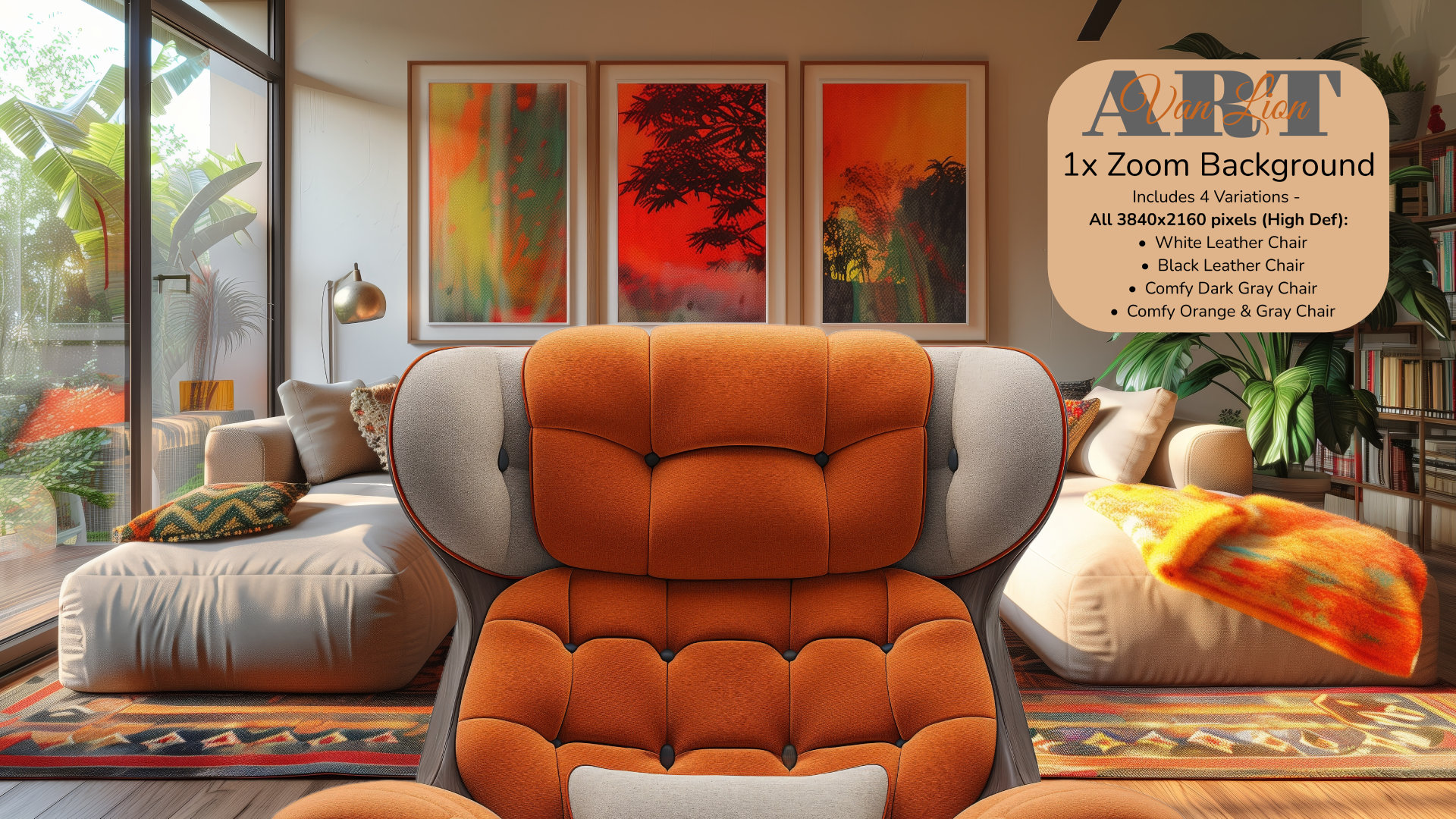 Inviting Living Room Zoom Background With Chair Google Meets Therapy ...