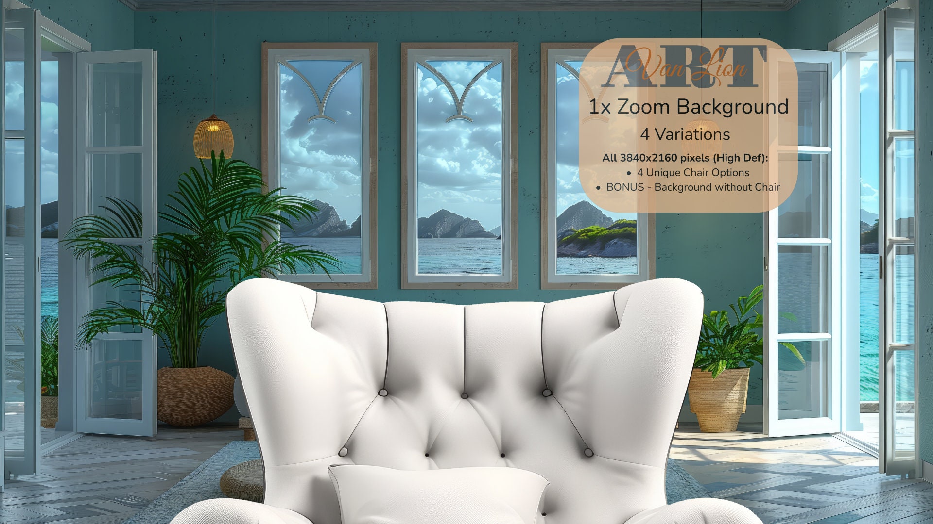 Ocean Island Background Zoom Meeting Microsoft Teams Virtual Therapist ...