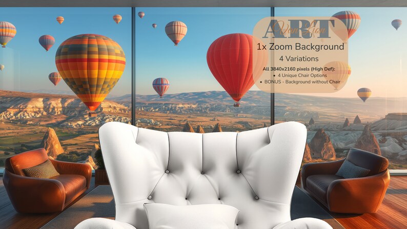 Hot Air Balloons Zoom Background Turkey Art Souvenir Cappadocia Zoom ...
