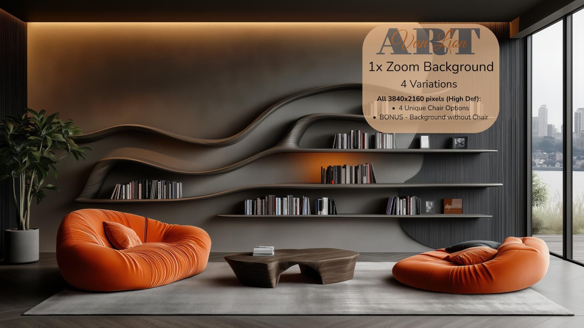 Luxury Background Executive Floating Bookshelf Zoom Background ...