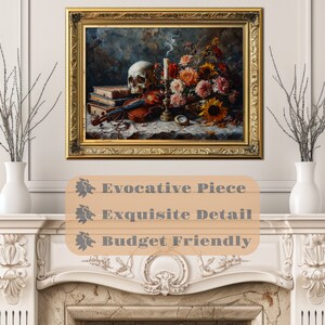 Still Life Vanitas Skull Still Life Painting Dark Academia Painting ...