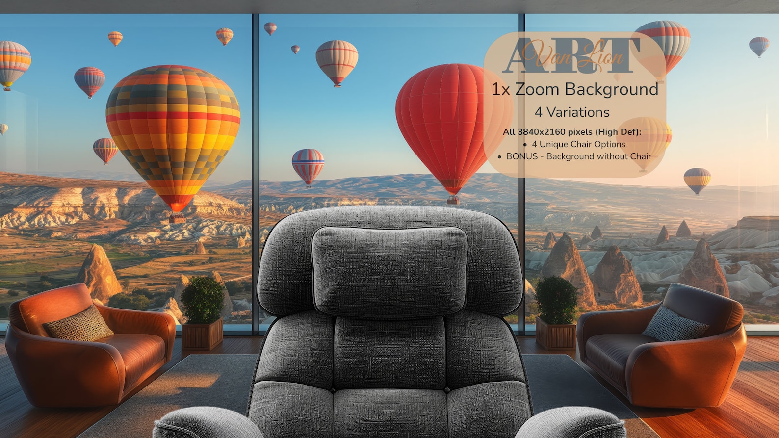 Hot Air Balloons Zoom Background Turkey Art Souvenir Cappadocia Zoom ...