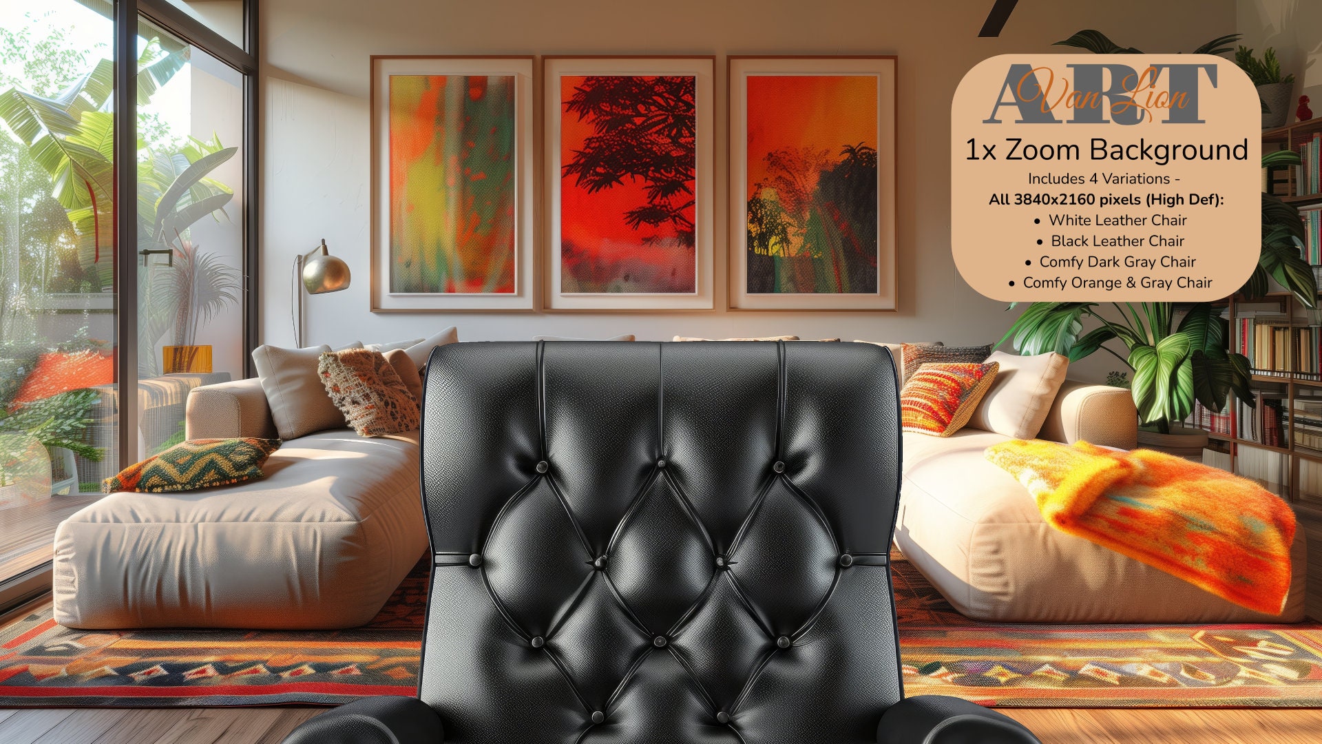 Inviting Living Room Zoom Background With Chair Google Meets Therapy ...