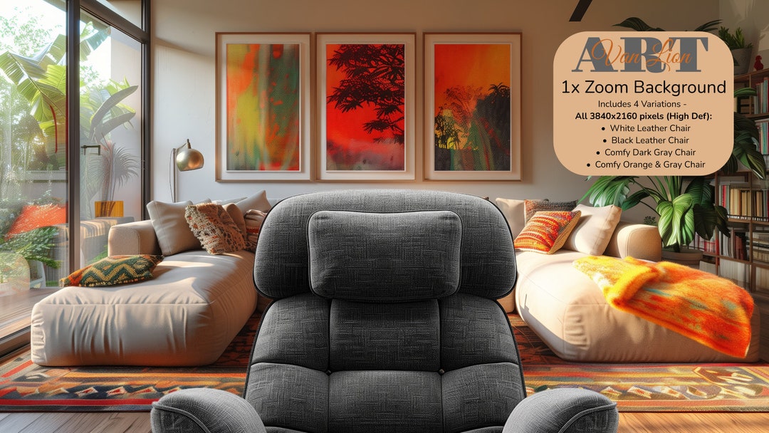 Inviting Living Room Zoom Background With Chair Google Meets Therapy ...