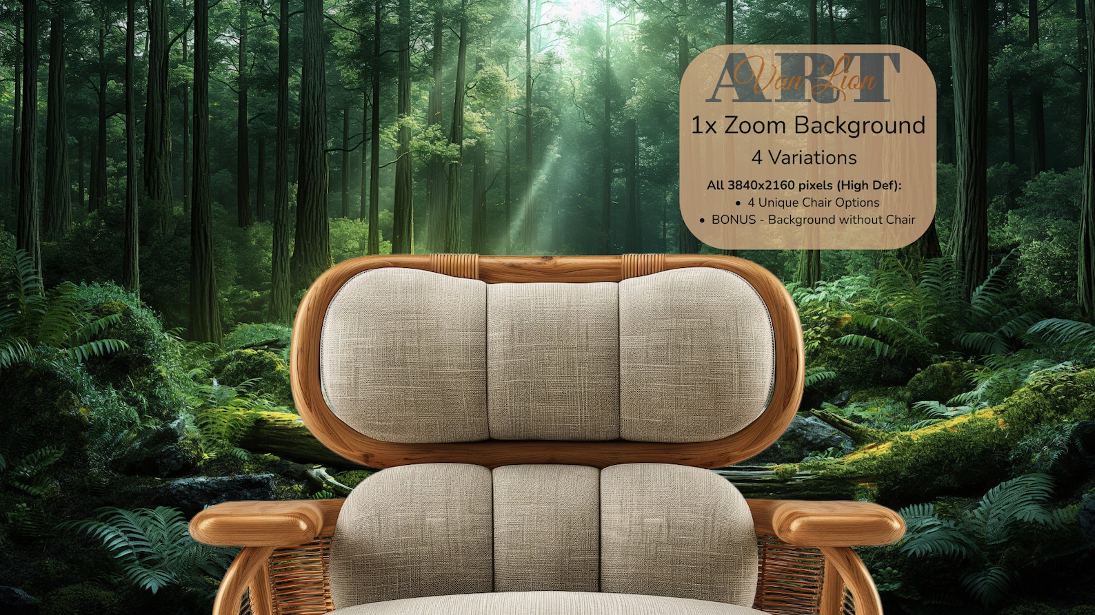 Nature Zoom Background With Chair Forest Zoom Background Outdoor Zoom ...
