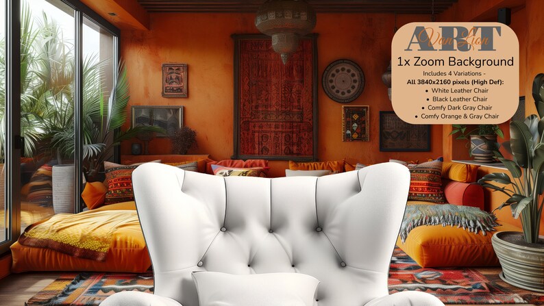 Cozy Living Room Zoom Background With Chair Google Meets Therapy Remote ...