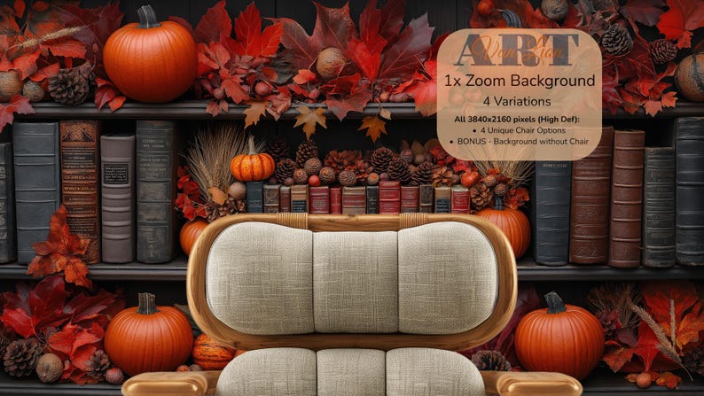 Thanksgiving Library Zoom Background Cozy Fall Zoom Background Autumn ...
