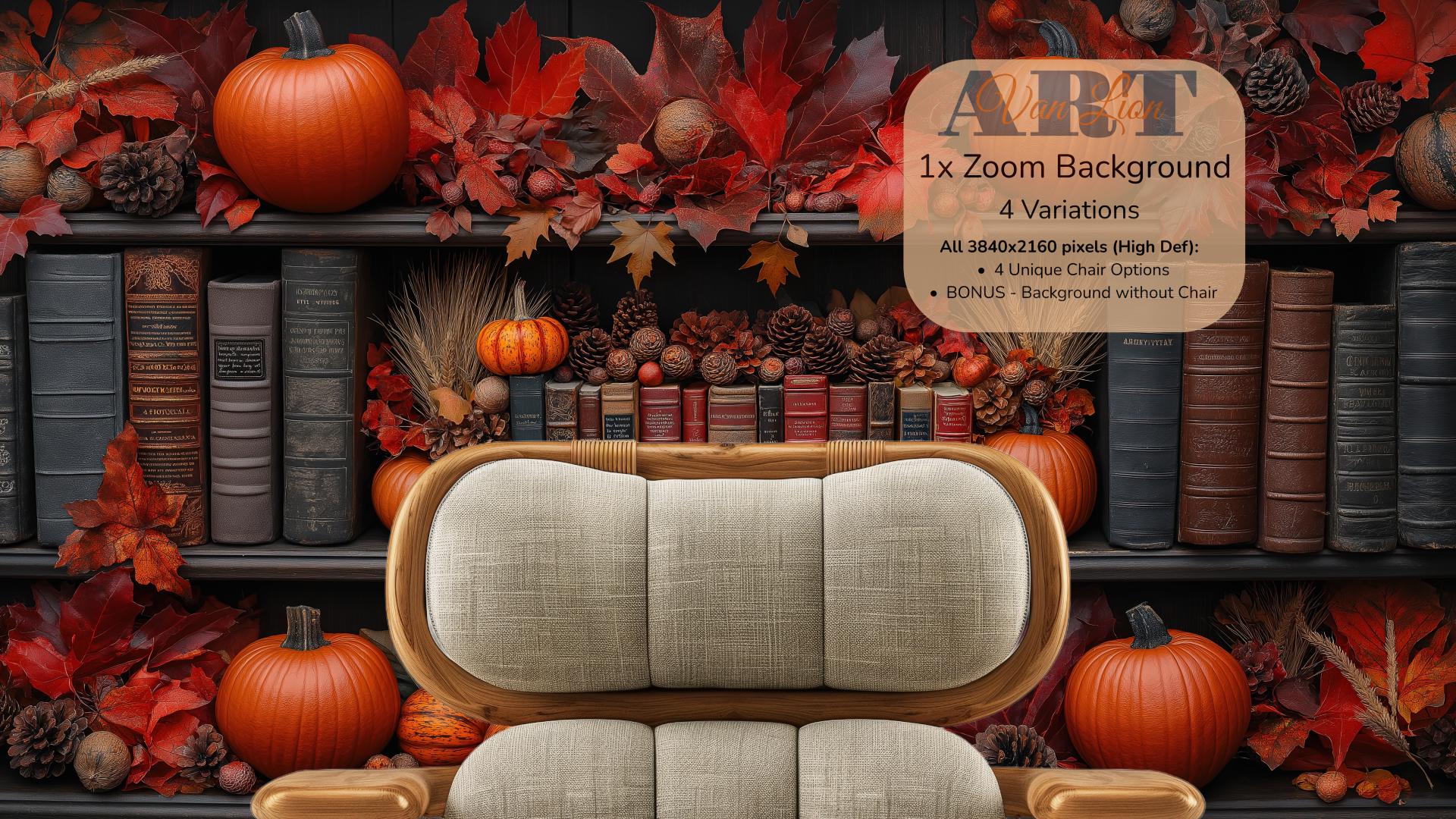 Thanksgiving Library Zoom Background Cozy Fall Zoom Background Autumn ...