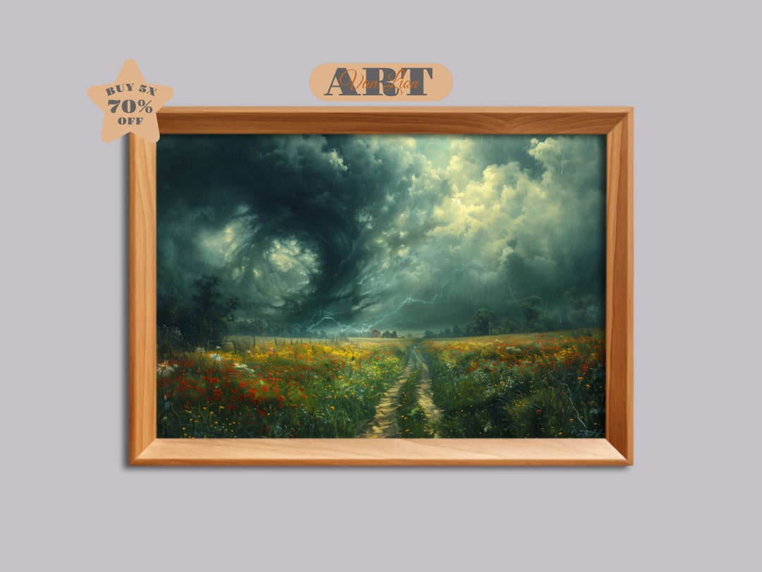 Thunderstorm Painting Lightning Strike Art Stormy Weather Painting ...