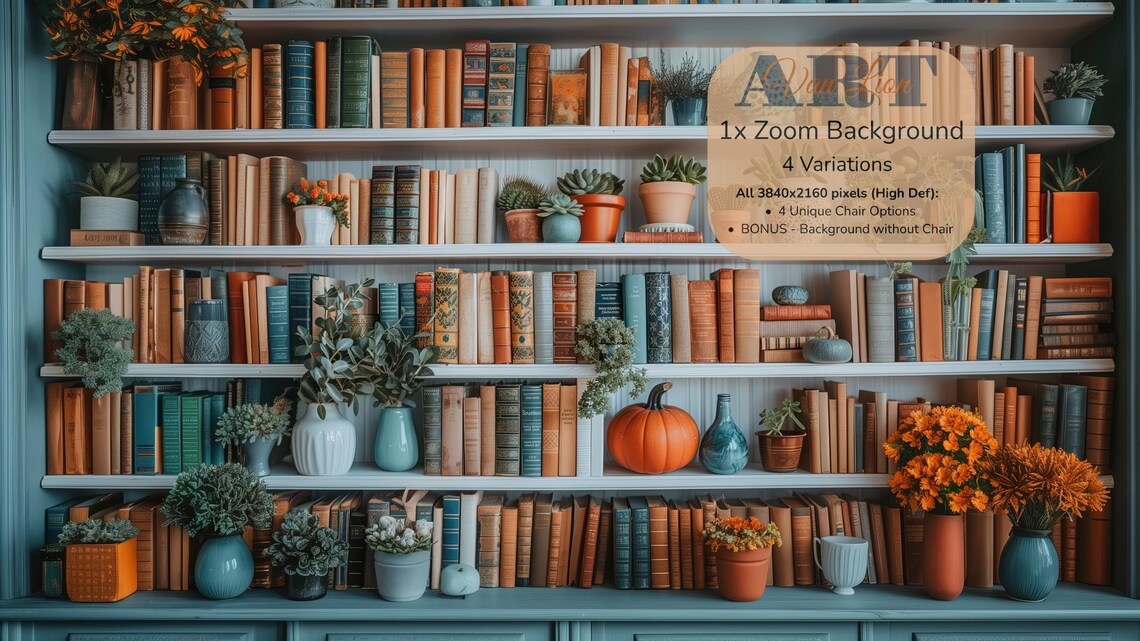 Rustic Library Zoom Background Cozy Fall Zoom Background Autumn Zoom ...