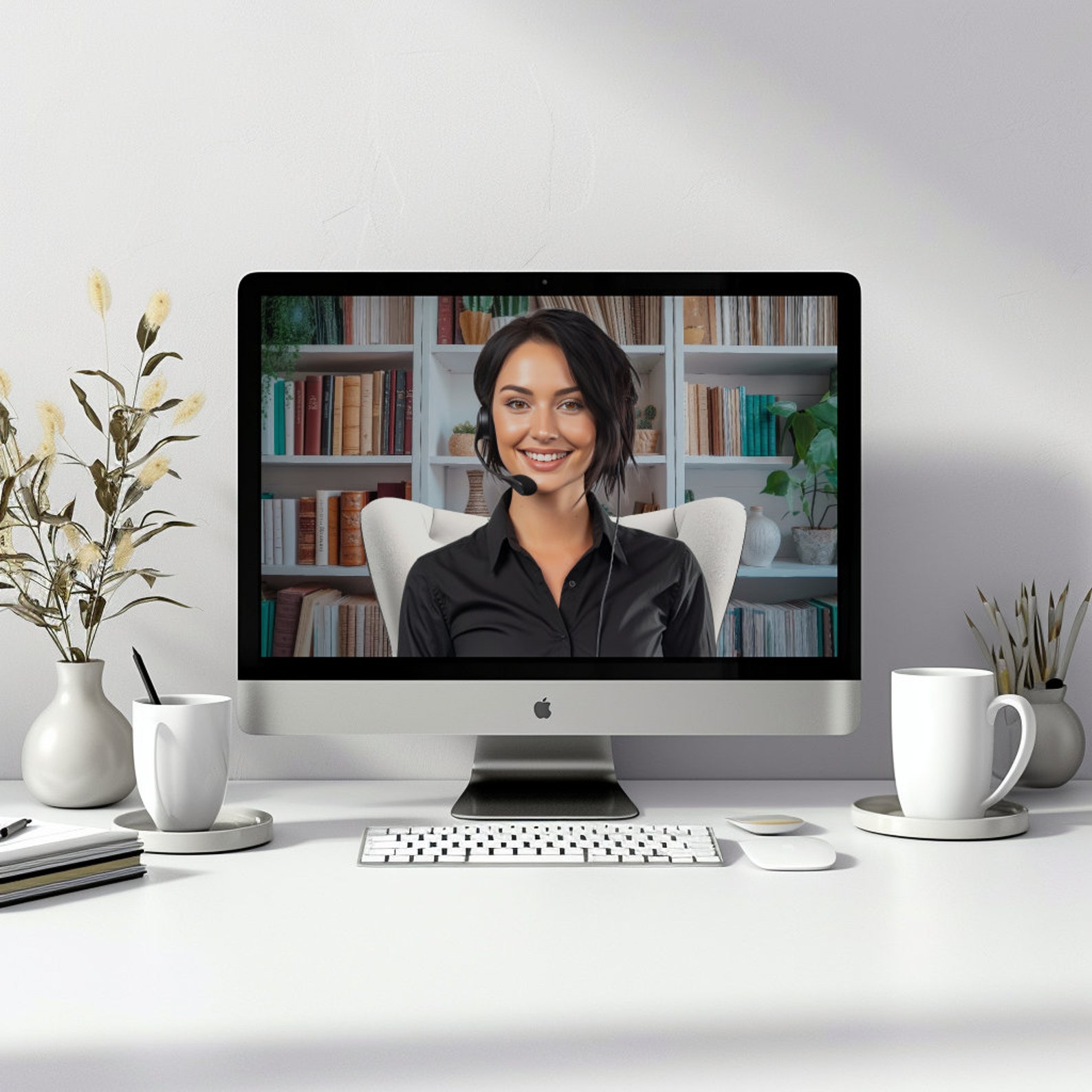 White Bookshelf Zoom Background Zoom Meeting Microsoft Teams Virtual ...