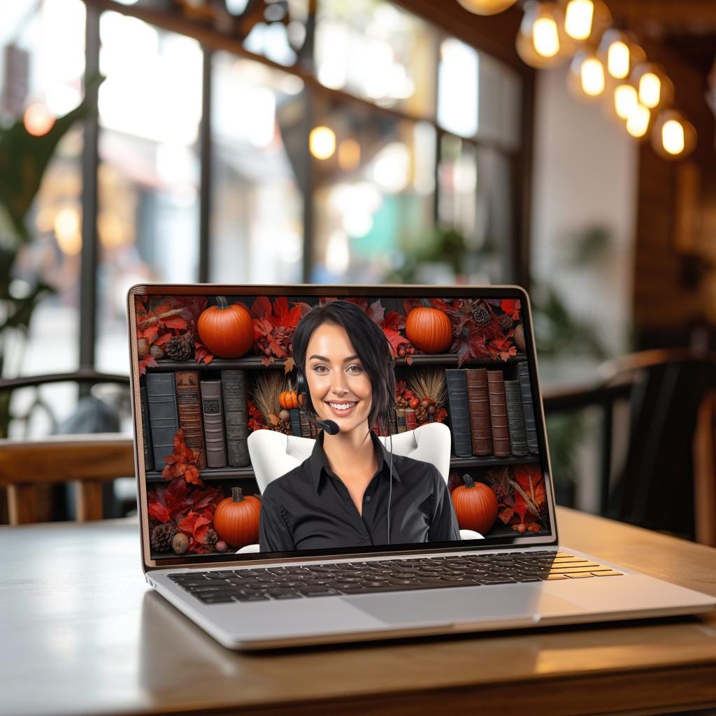 Thanksgiving Library Zoom Background Cozy Fall Zoom Background Autumn ...