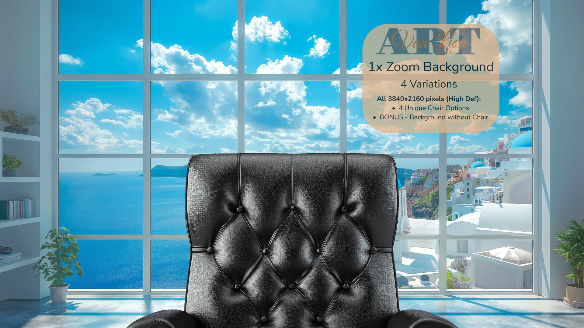 Santorini Zoom Background Greece Souvenir Mediterranean Sea Zoom ...